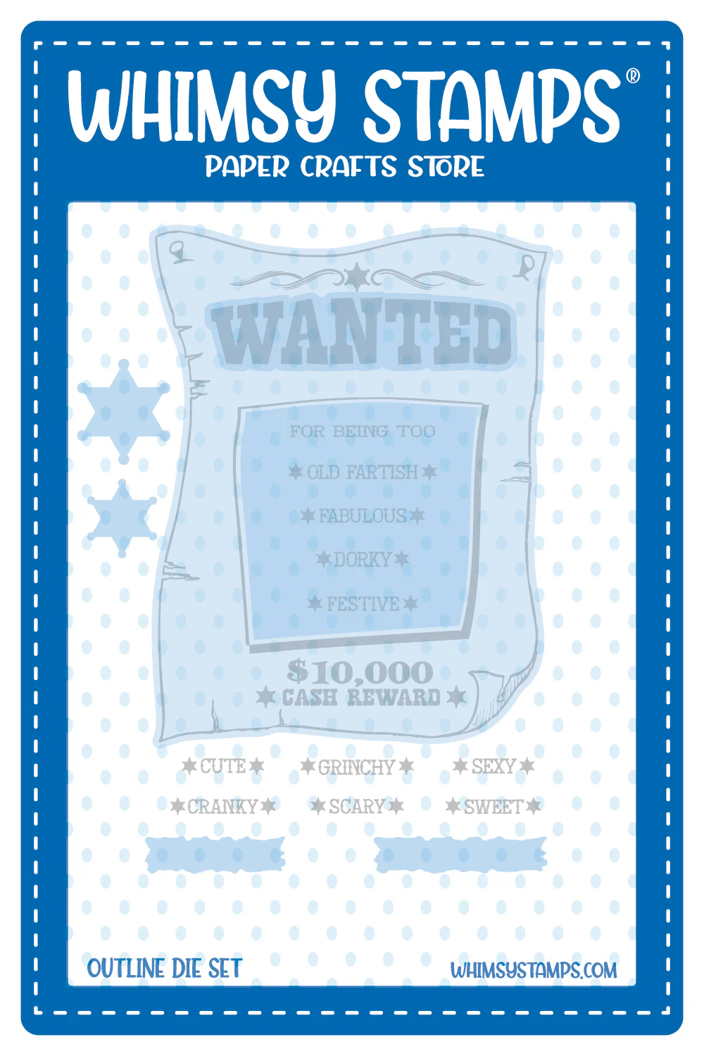 Whimsy Stamps - Wanted Poster Outline Die Set, Whimsy Stamps - Stamps ...